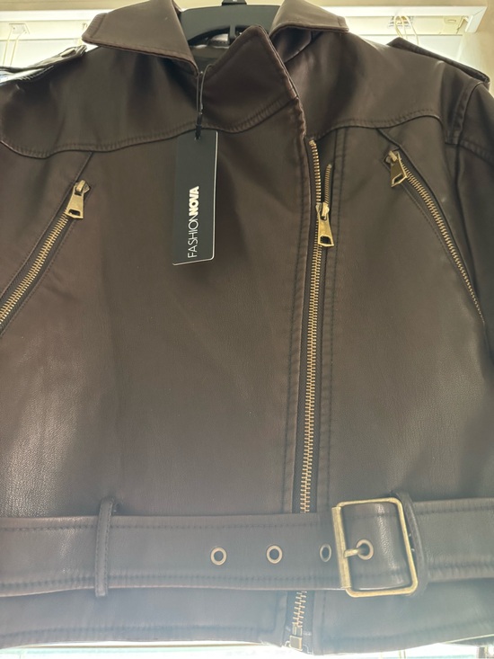 Fashion Nova | Jackets & Coats | Chocolate Brown Faux Leather Moto ...